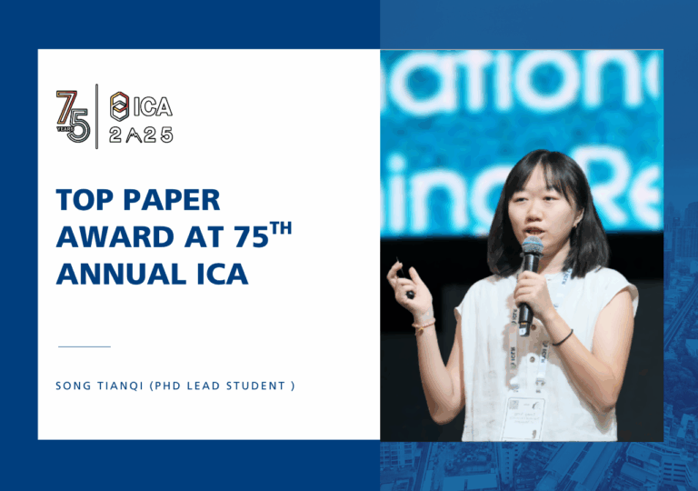 PhD student Song Tianqi received the Top Paper Award at the 75th Annual (ICA) Conference - NUS ...