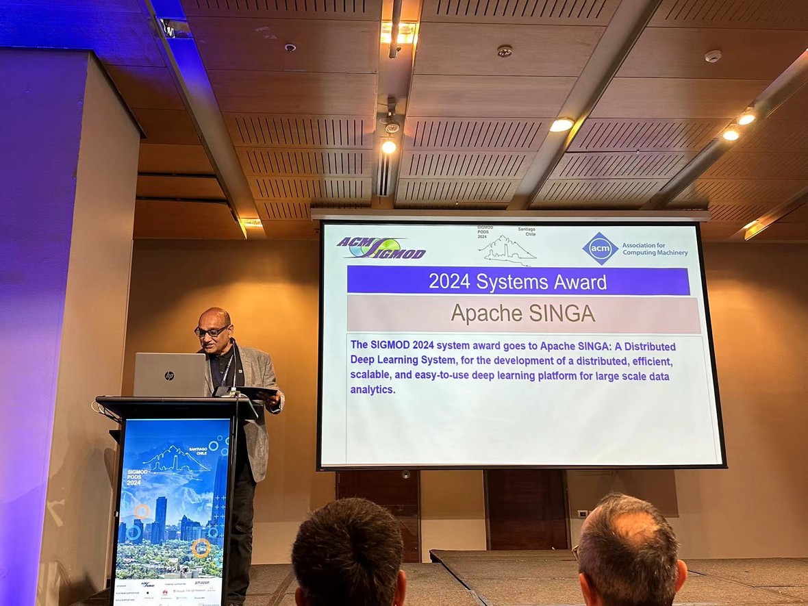 APACHE SINGA -- 2024 SIGMOD Systems Award – DB System News